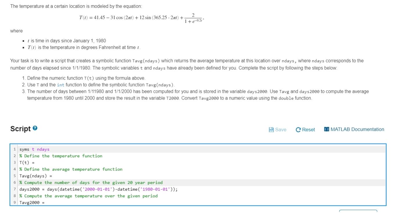 Solved The temperature at a certain location is modeled by | Chegg.com