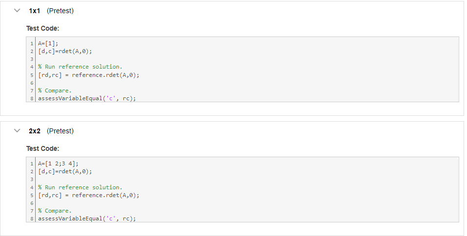 Solved Function 2 function [d, count ]=rdet(A, | Chegg.com