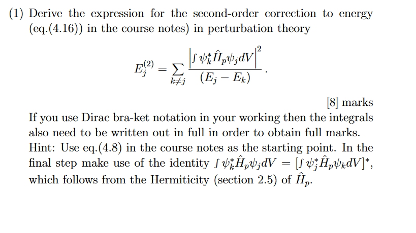 Solved = (1) Derive the expression for the second-order | Chegg.com