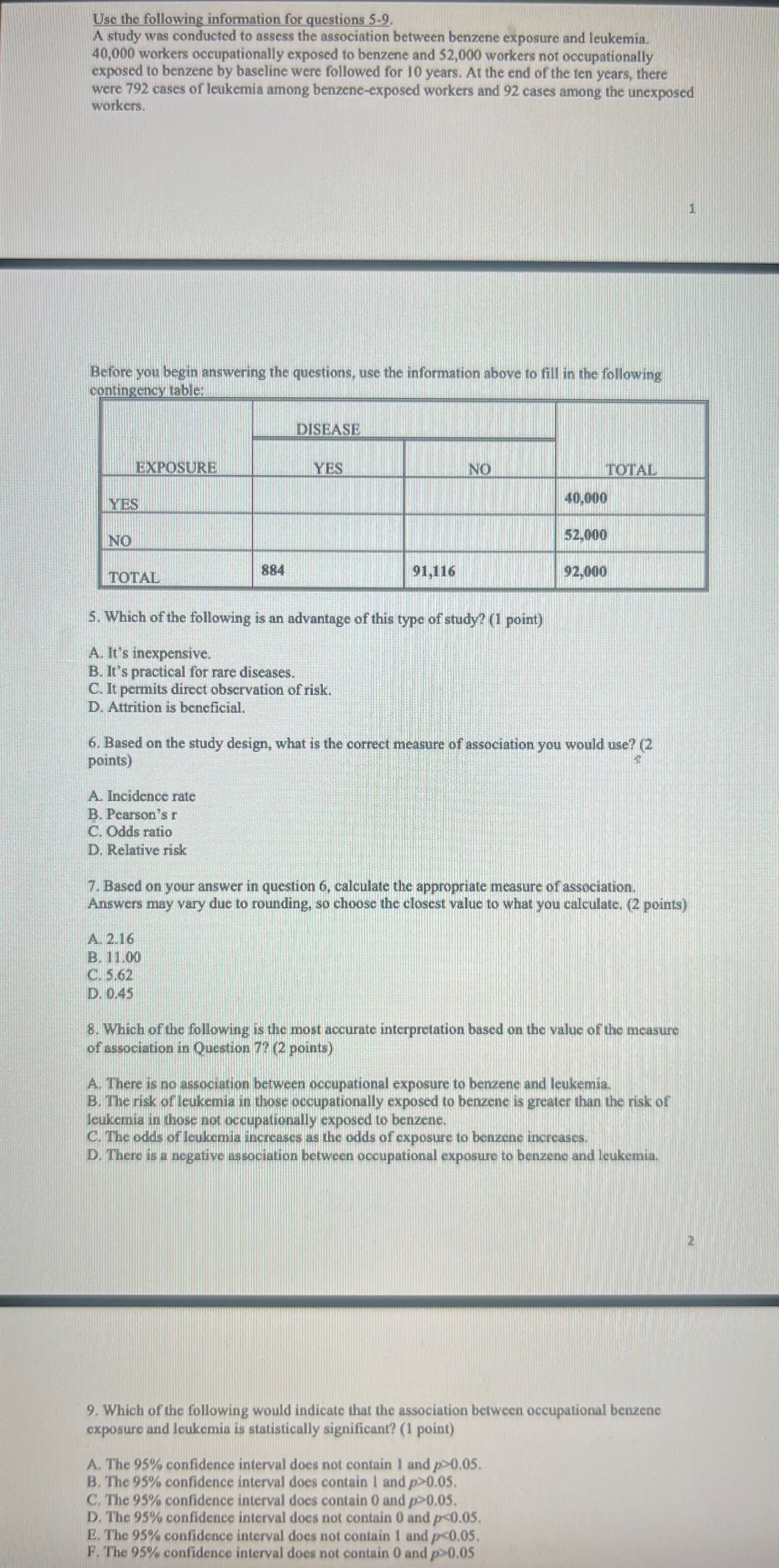 Solved Use the following information for questions 5-9. A | Chegg.com