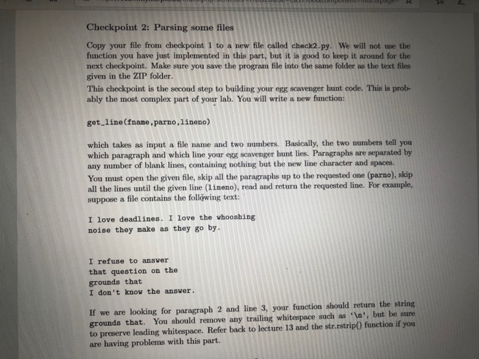 Solved Checkpoint 2: Parsing some files Copy your file from | Chegg.com