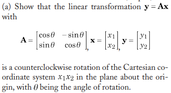 Solved (a) Show that the linear transformation y with Ax is | Chegg.com