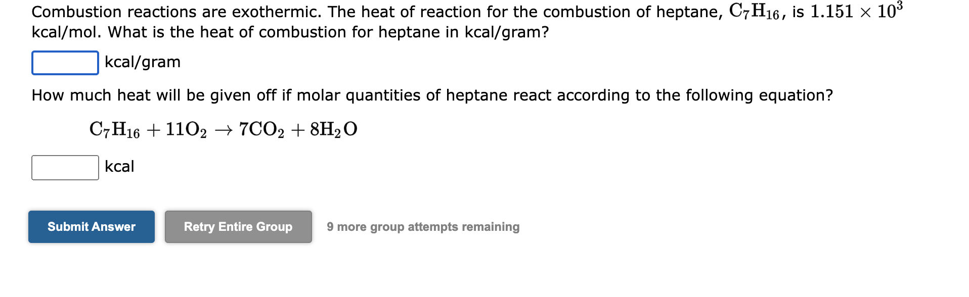 Solved Combustion reactions are exothermic. The heat of | Chegg.com
