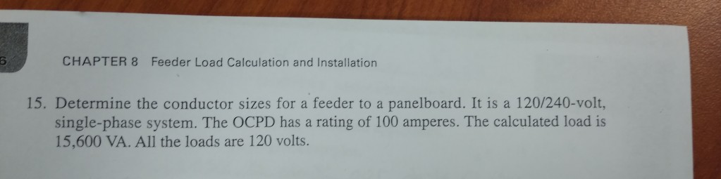 Solved CHAPTER 8 Feeder Load Calculation and Installation | Chegg.com