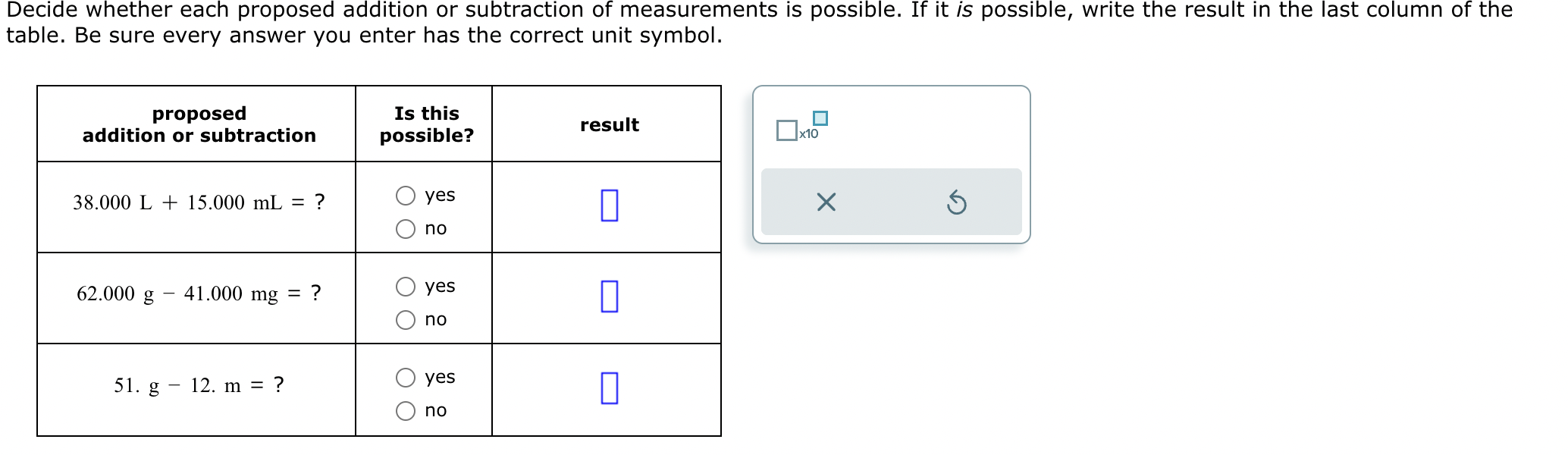 Solved Decide whether each proposed addition or subtraction | Chegg.com