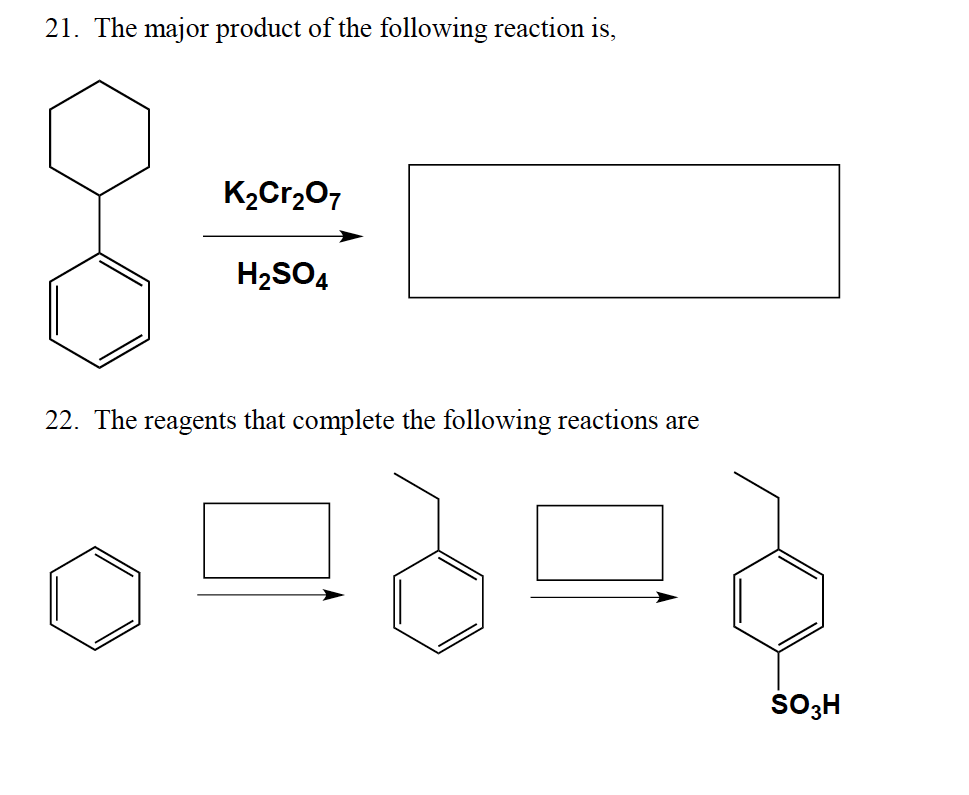 Solved 21. The major product of the following reaction is, | Chegg.com