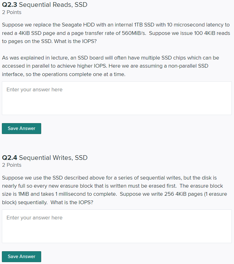 Solved 8 Points IOPS (I/O operations per second) is a metric | Chegg.com