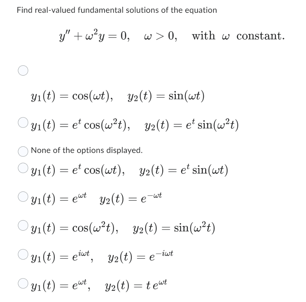 Solved Find real-valued fundamental solutions of the | Chegg.com