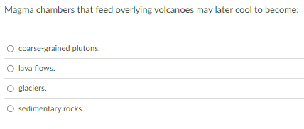 Solved Magma chambers that feed overlying volcanoes may | Chegg.com