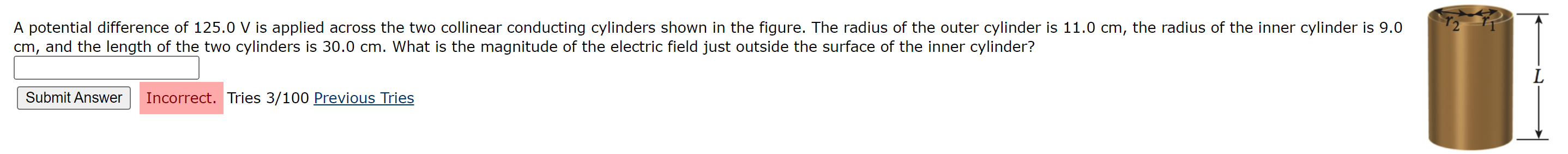 Solved rm and the lenath of the two cylinders is 30.0 cm. | Chegg.com