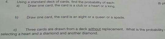 Solved Using a standard deck of cards, find the probability | Chegg.com