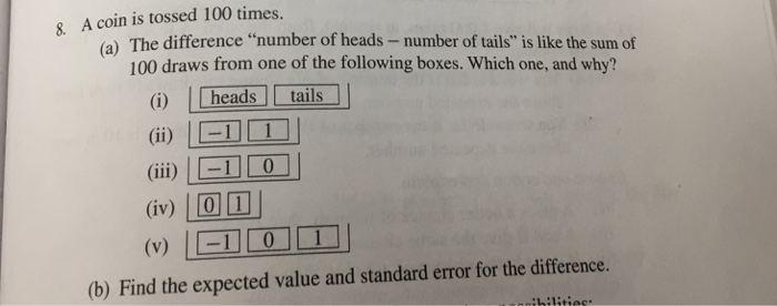 Solved The difference "number of heads - number of tails is | Chegg.com
