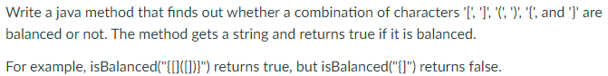 Solved Write a java method that finds out whether a | Chegg.com