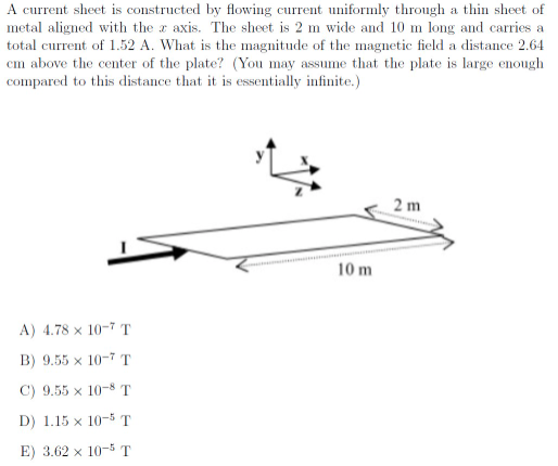 Solved A current sheet is constructed by flowing current | Chegg.com