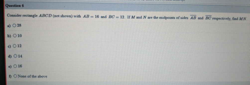 Solved Question 6 Consider rectangle ABCD (not shown) with | Chegg.com Solved Question 6 Consider rectangle ABCD (not shown) with | Chegg.com
