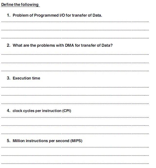 Solved 1. Problem of Programmed I/O for transfer of Data. 2. | Chegg.com