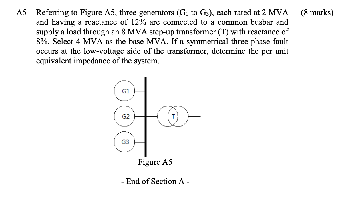 Solved 5 Referring to Figure A5, three generators (G1 to | Chegg.com