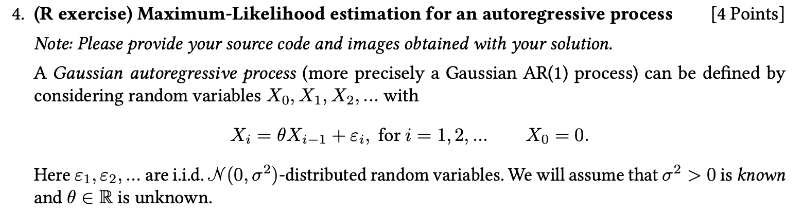 4. (R exercise) Maximum-Likelihood estimation for an | Chegg.com