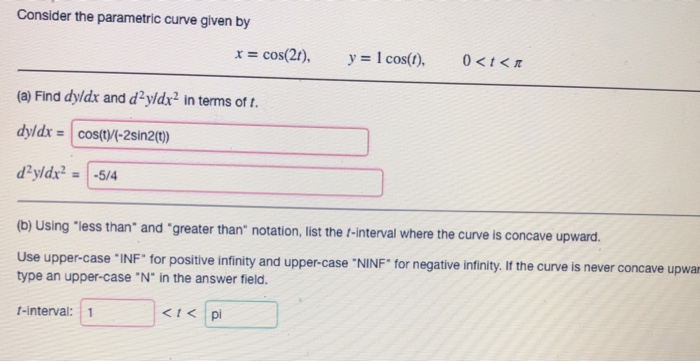 Solved Consider the parametric curve given by x cos(2t), y 1 | Chegg.com