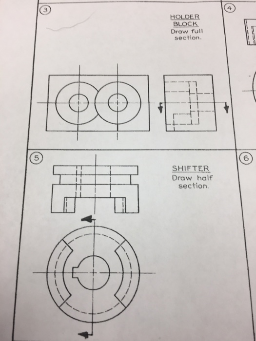 Solved 3 4. BLOCK Draw full section. --丁ㄱ 5 6 SHIFTER Draw | Chegg.com