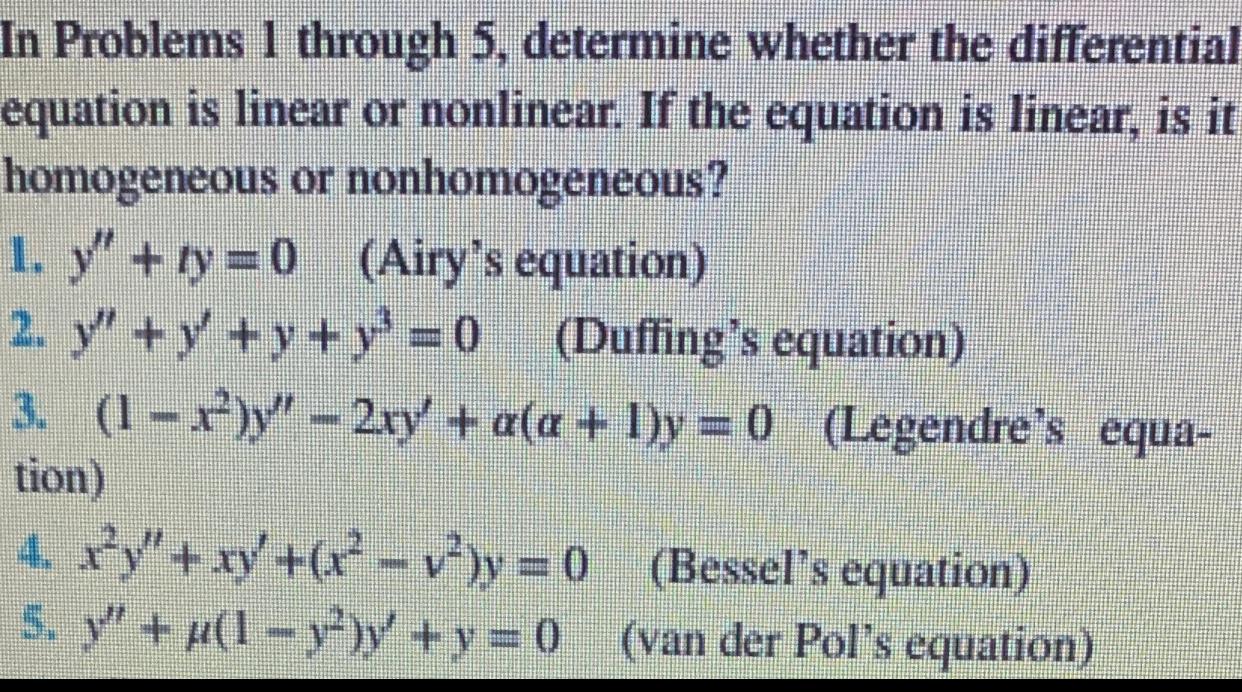 Solved In Problems 1 through 5, determine whether the | Chegg.com