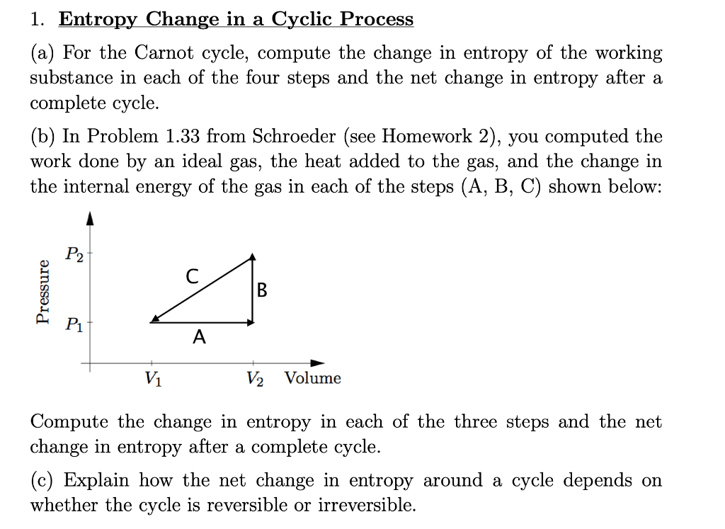 Solved 1. Entropy Change in a Cyclic Process (a) For the | Chegg.com