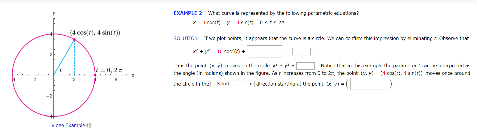 Solved EXAMPLE 2 What curve is represented by the following | Chegg.com
