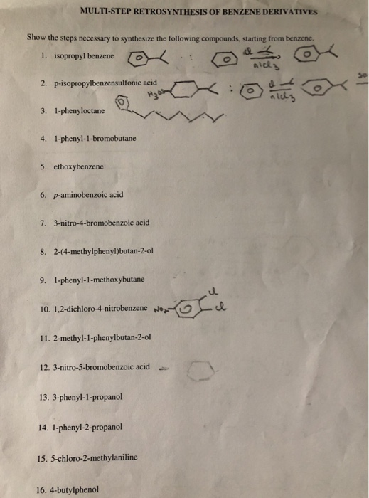 Solved MULTI-STEP RETROSYNTHESIS OF BENZENE DERIVATIVES Show | Chegg.com