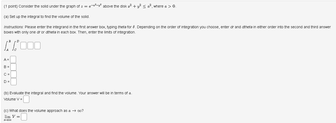(1 point) Consider the solid under the graph of | Chegg.com