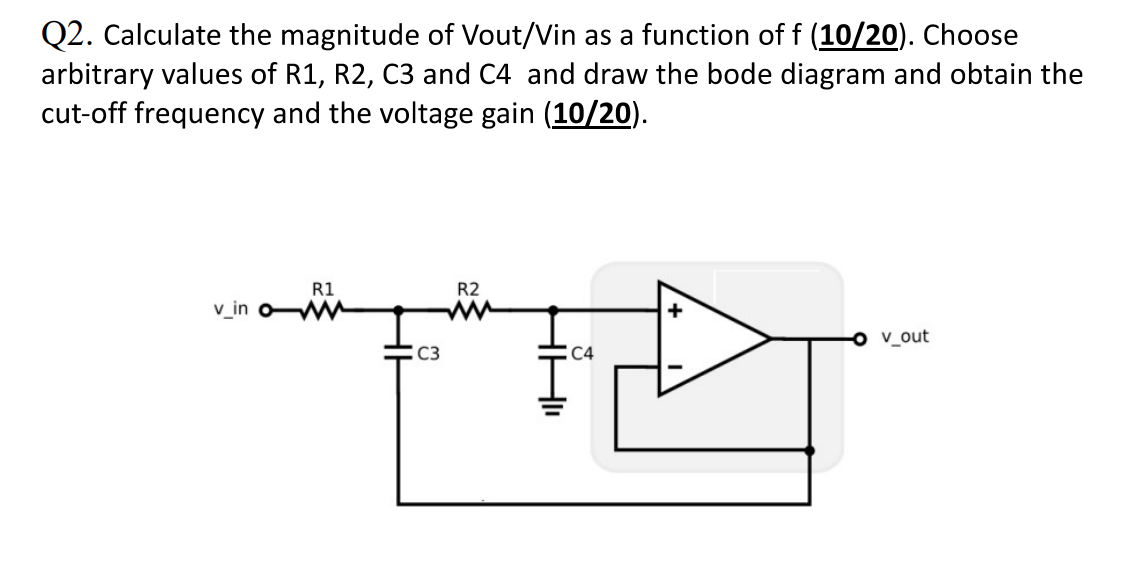 Solved Q2. ﻿Calculate the magnitude of Vout/Vin as a | Chegg.com