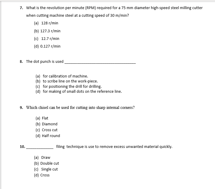 Solved 7. What is the revolution per minute (RPM) required | Chegg.com