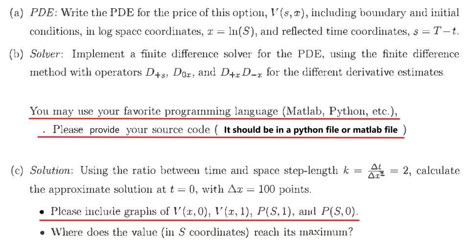 2. Finite difference method for Black Scholes PDE (in | Chegg.com