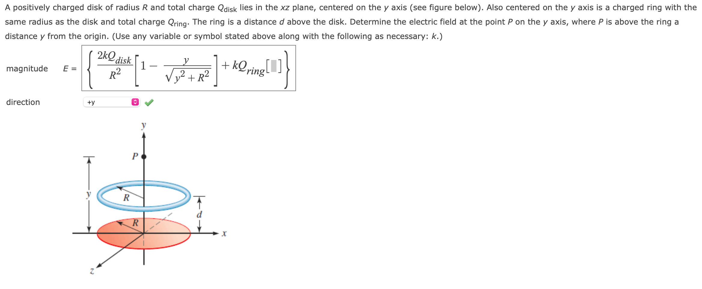 Solved A positively charged disk of radius R and total | Chegg.com