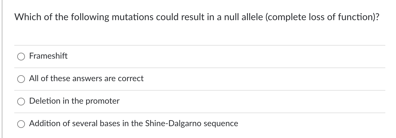 Solved Which of the following mutations could result in a | Chegg.com