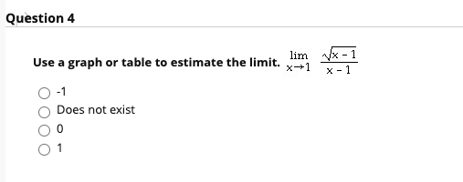 Solved Question 4 Use a graph or table to estimate the | Chegg.com