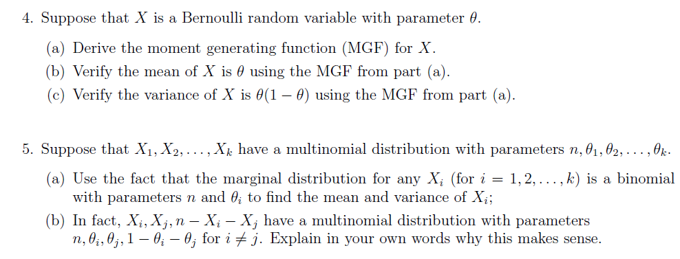 4. Suppose that X is a Bernoulli random variable with | Chegg.com