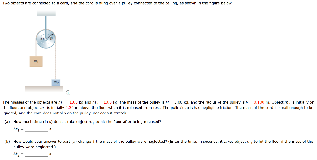 Solved Two objects are connected to a cord, and the cord is | Chegg.com