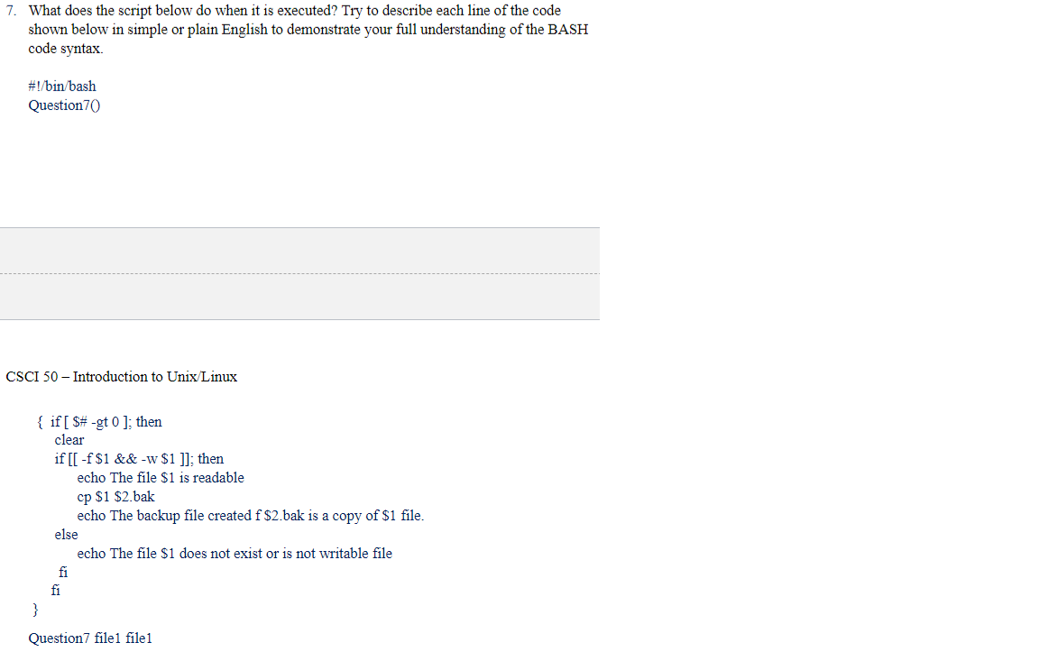 Solved 7. What does the script below do when it is executed? | Chegg.com