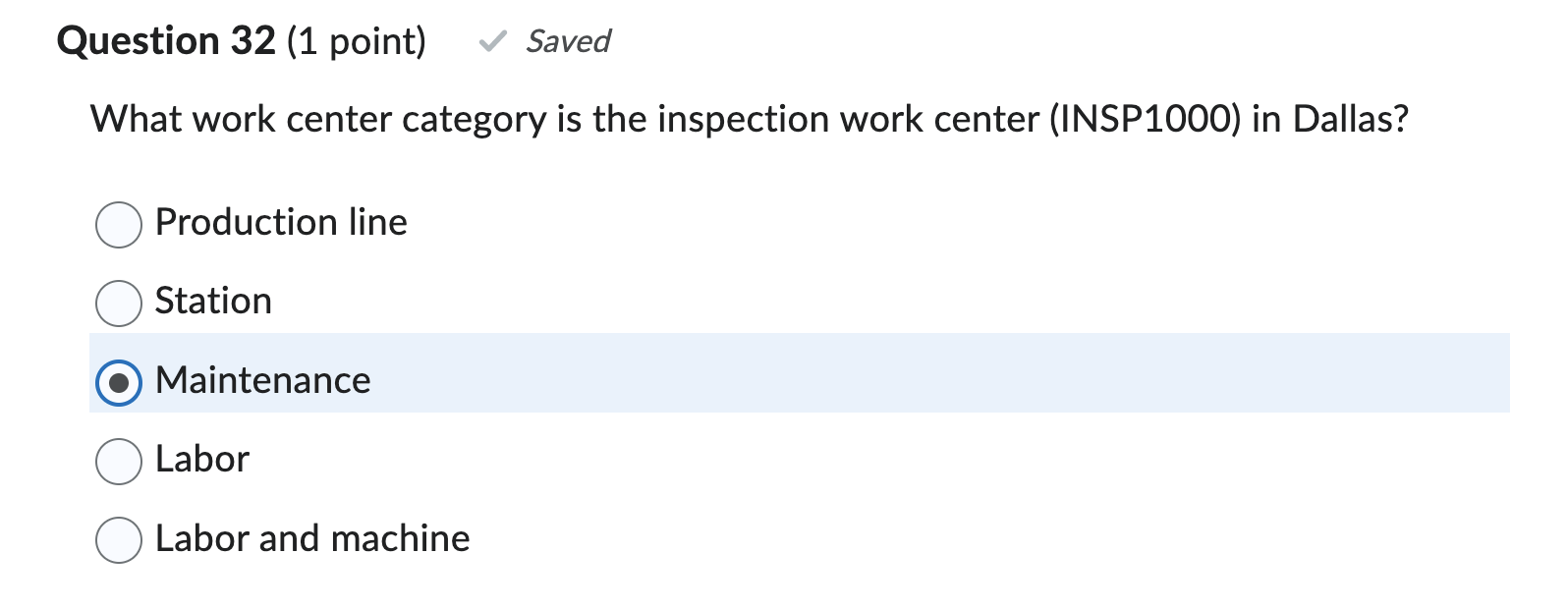 Solved What work center category is the inspection work | Chegg.com