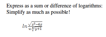 Solved Express as a sum or difference of logarithms: | Chegg.com