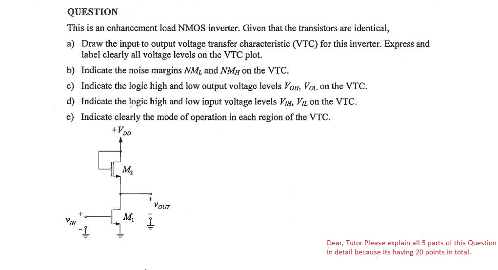 Solved QUESTION This is an enhancement load NMOS inverter. | Chegg.com