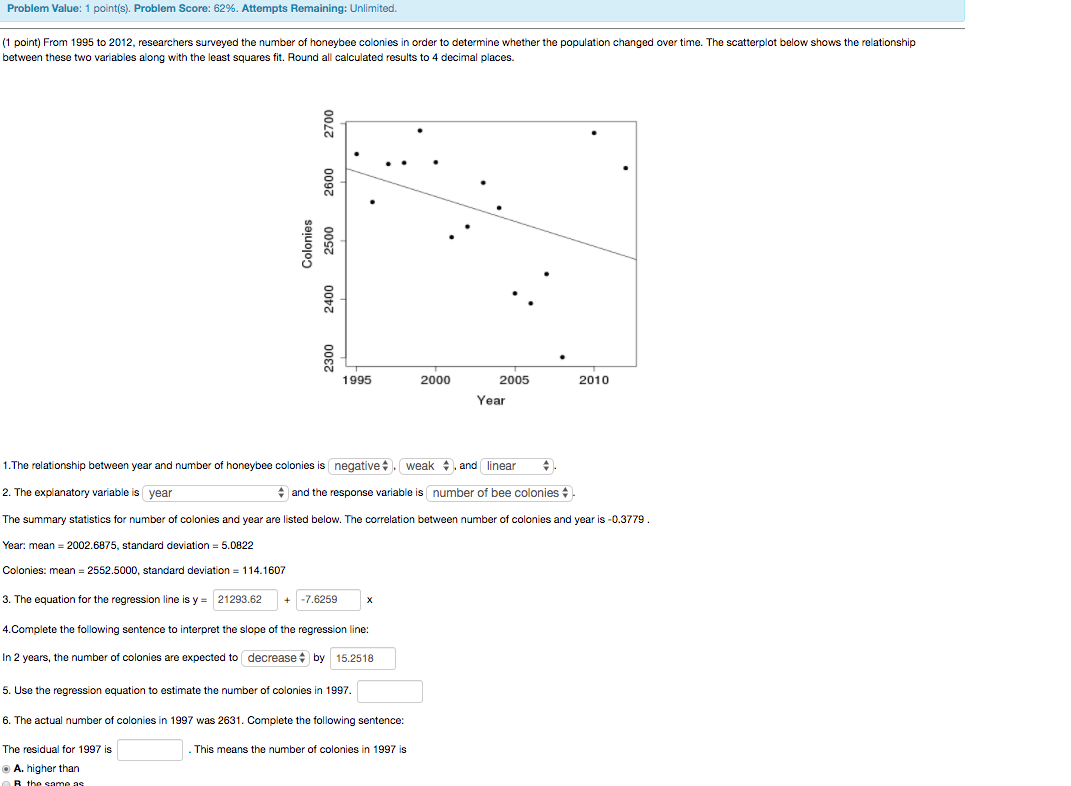 Solved Problem Value: 1 point(s). Problem Score: 62%. | Chegg.com