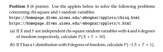 Solved Problem 3 (6 points): Use the applets below to solve | Chegg.com