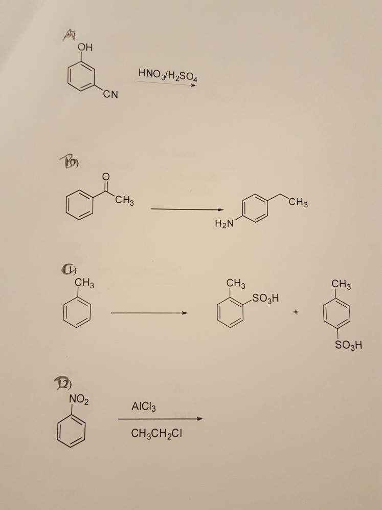 Solved он HNO3/H2SO4 CN CH3 CH3 H2N CH3 C) CH3 CH3 SO3H NO2 | Chegg.com