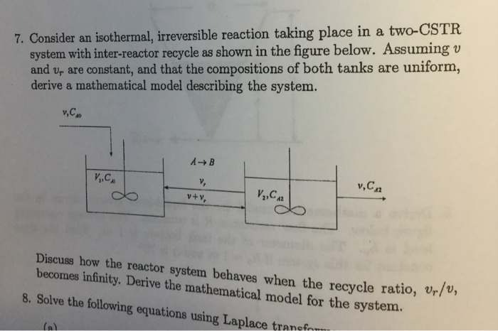 Solved system with inter-reactor recycle as shown in the | Chegg.com