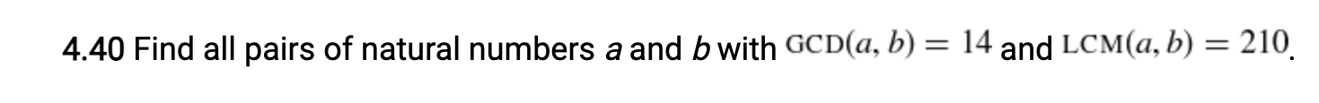 Solved 4.40 Find all pairs of natural numbers a and b with | Chegg.com