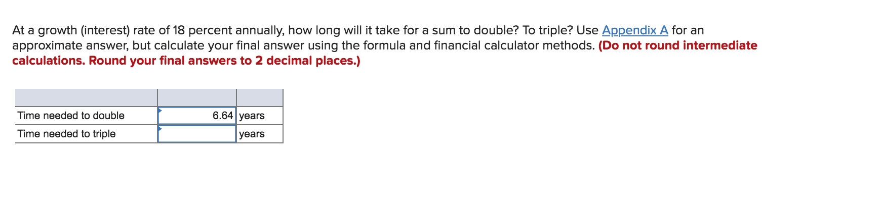 Solved At a growth (interest) rate of 18 percent annually, | Chegg.com