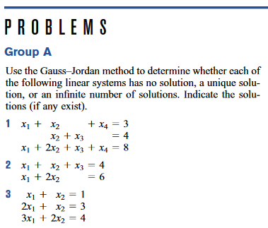 Solved PROBLEMS Group A Use the Gauss-Jordan method to | Chegg.com
