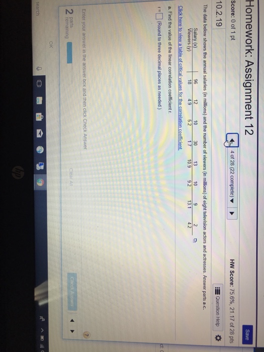 Solved Homework Assignment 12 Score 0 Of 1 Pt 10 2 19 4 4