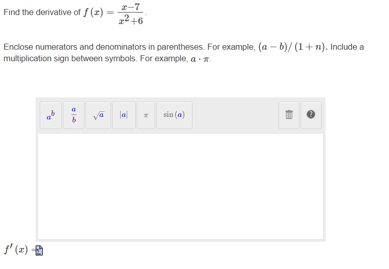 Solved Find the derivative of f(x)=x2+6x−7 Enclose | Chegg.com